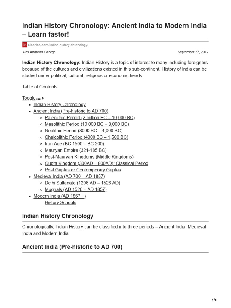 clearias.com-Indian History Chronology Ancient India to Modern India ...