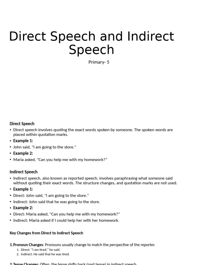 Direct vs Indirect Speech Explained | PDF