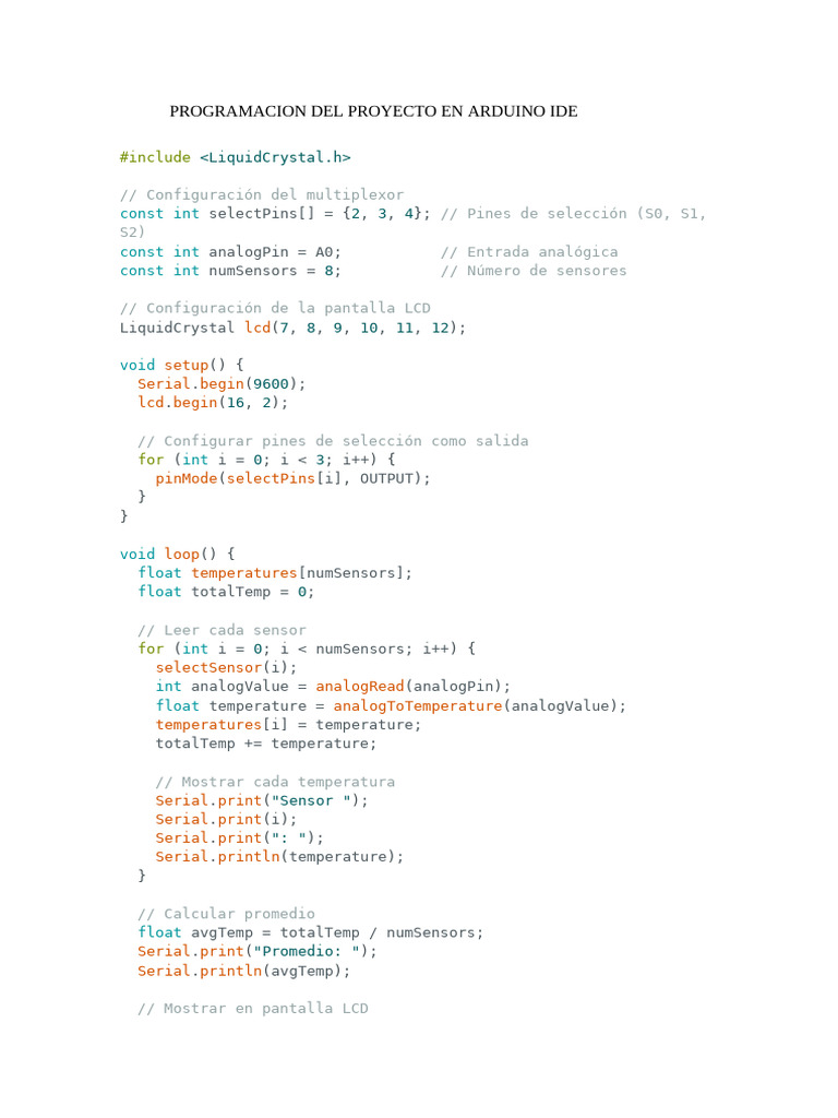 Programacion Del Proyecto en Arduino Ide | PDF | Electrónica | Ingeniería Informática