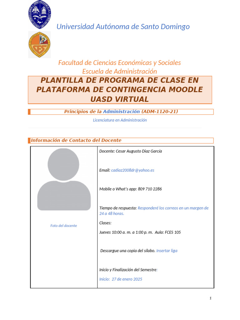 Principios de Administración UASD | PDF | Iniciativa empresarial | Moodle