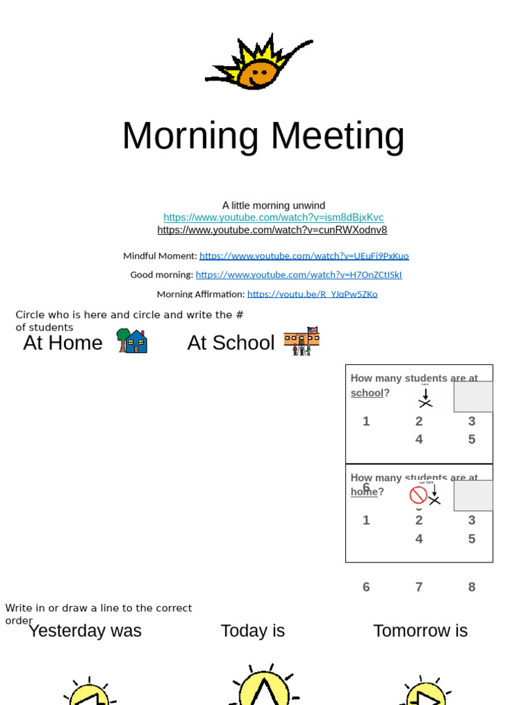 Morning Meeting Slide Show With Music Links WEDNESDAY | PDF