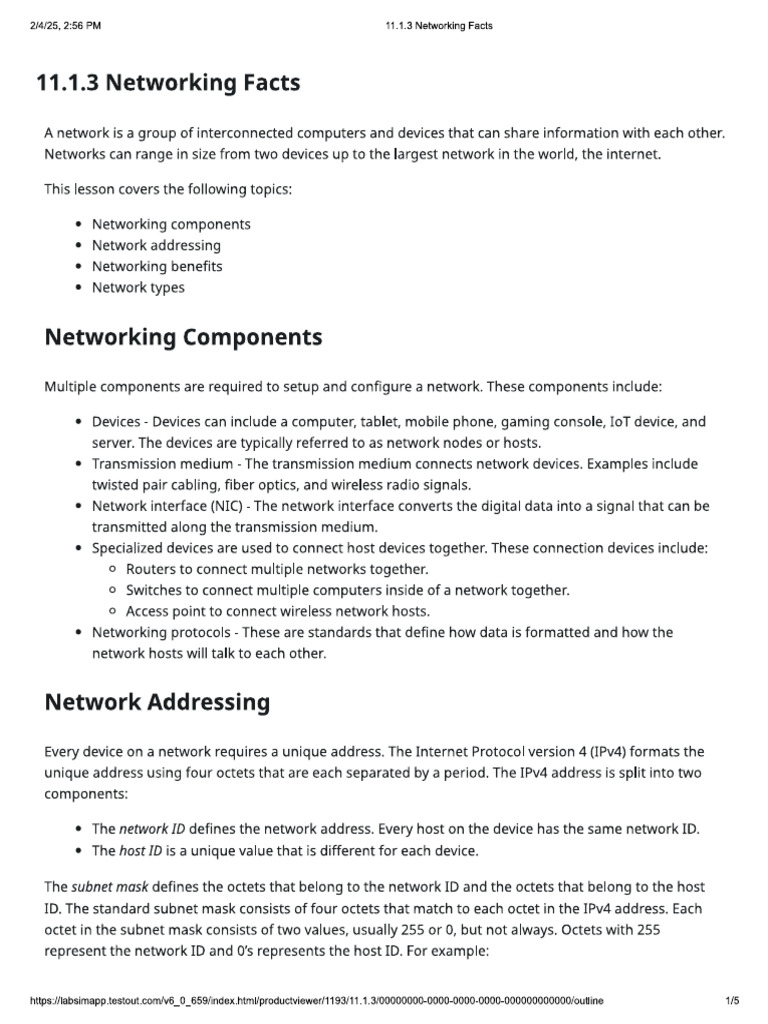 11.1.3 Networking Facts | PDF