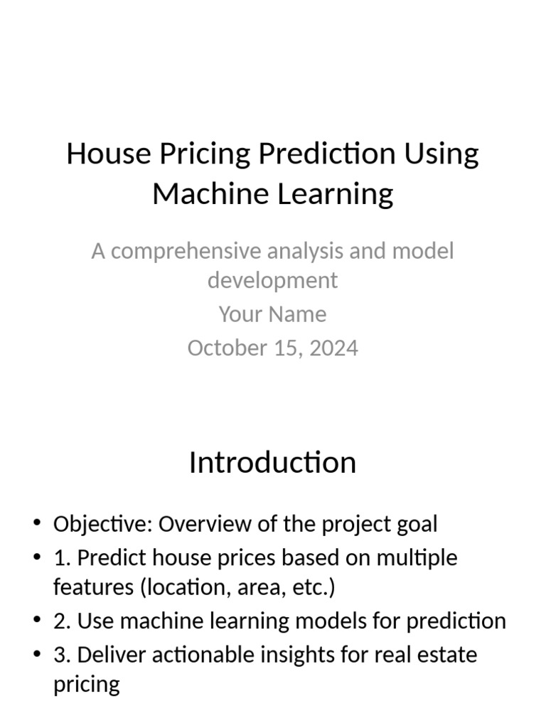 House Pricing Prediction Presentation | PDF