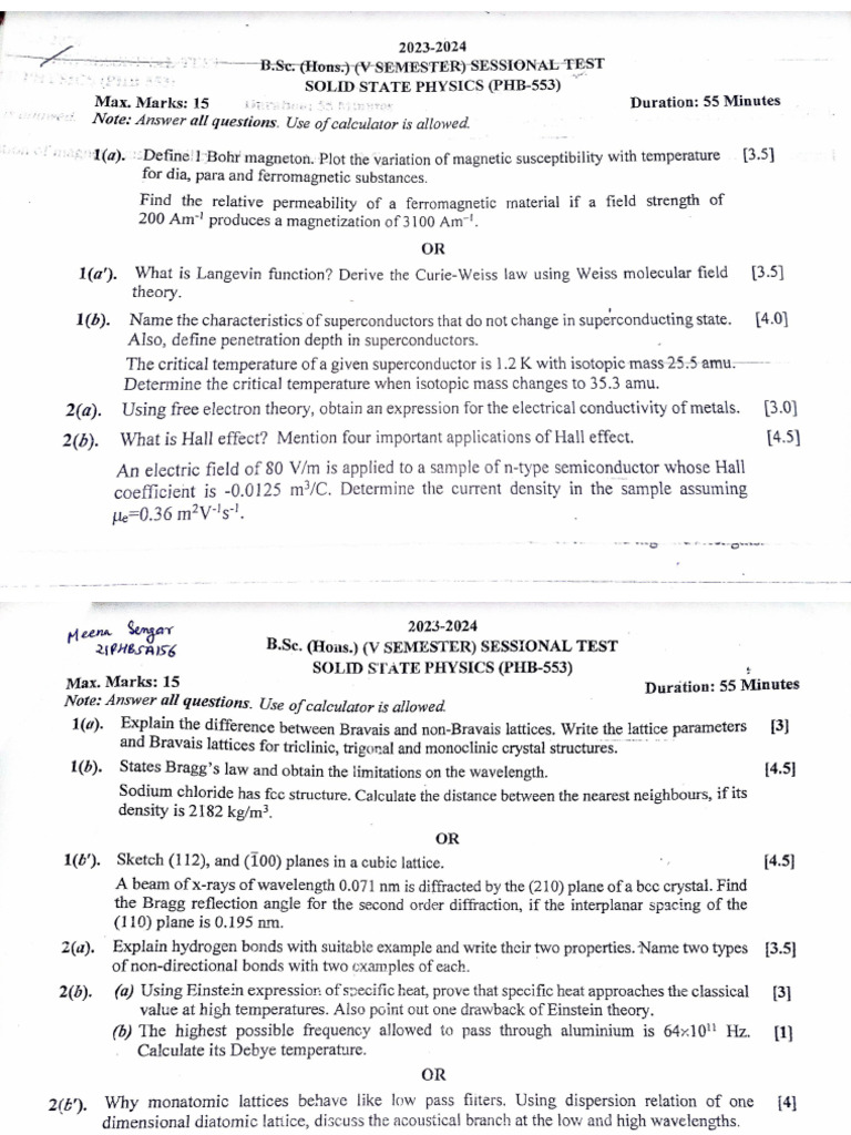 Sessional - Papers - Sec - B | PDF