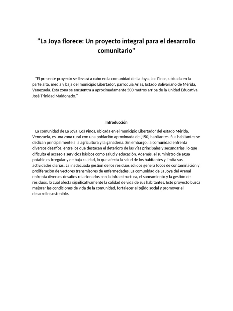Desarrollo Sostenible en La Joya, Mérida | PDF | Saneamiento | Residuos
