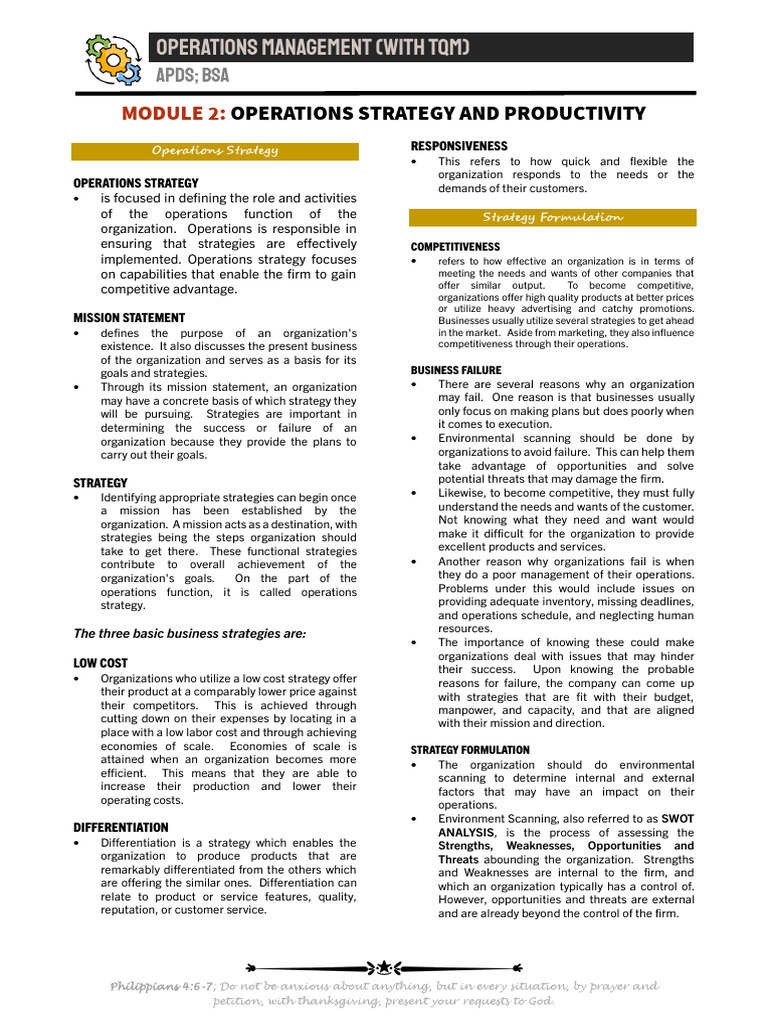 OPEQUAL_NOTES_MODULE-2 | PDF | Strategic Management | Swot Analysis