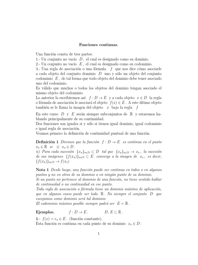 Continuidad de Funciones Matemáticas | PDF | Función (Matemáticas ...