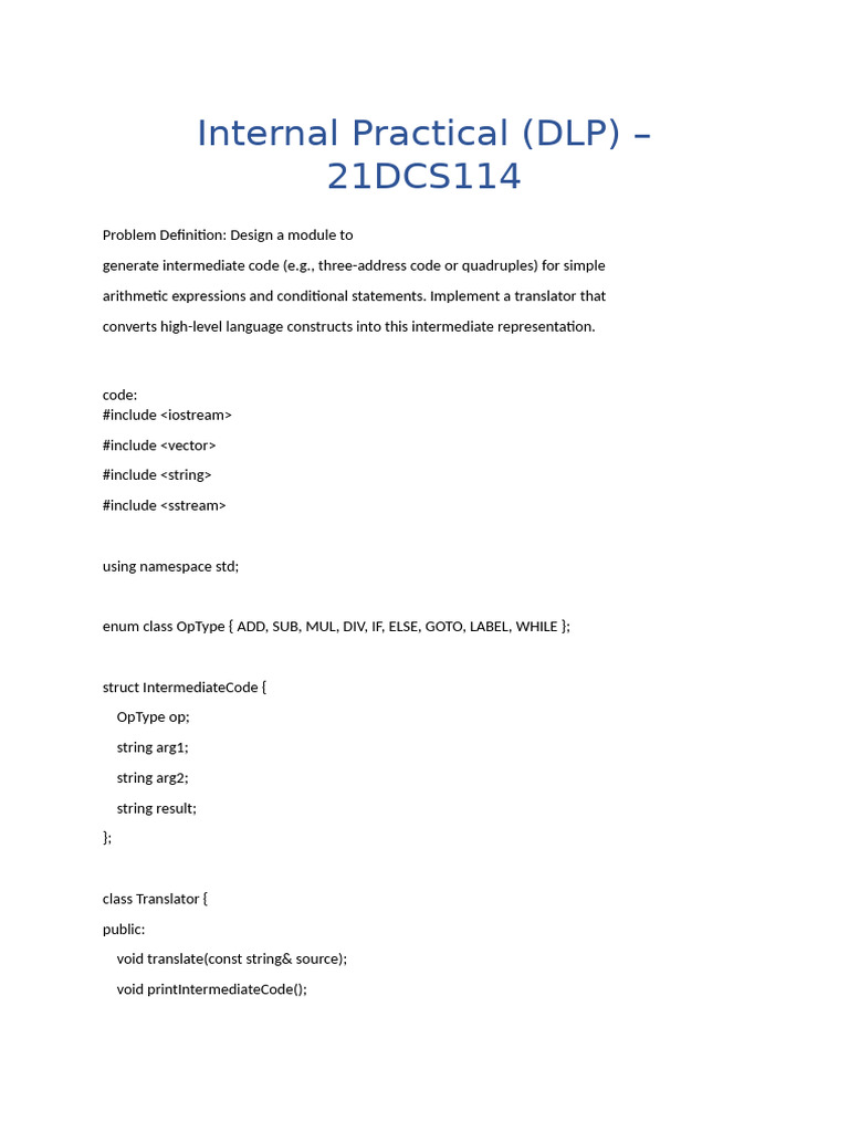 Internal Practical | PDF | Control Flow | Namespace Internal Practical | PDF | Control Flow | Namespace