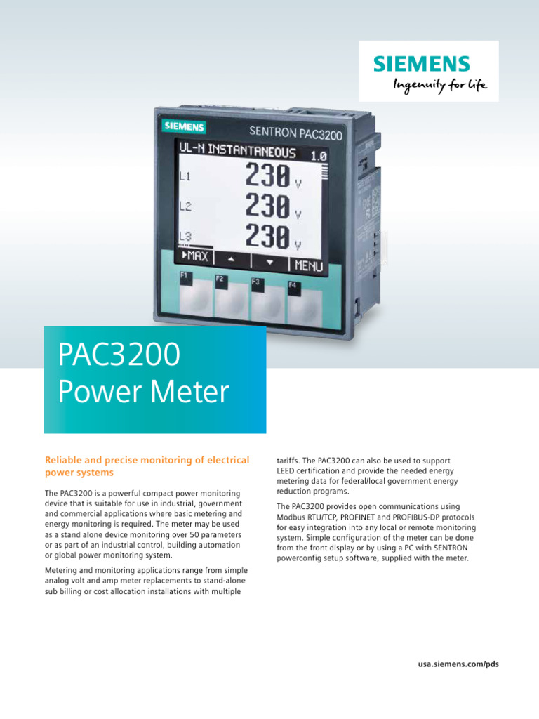Sie CM Pac 3200 Meter Brochure | PDF | Alternating Current | Ac Power