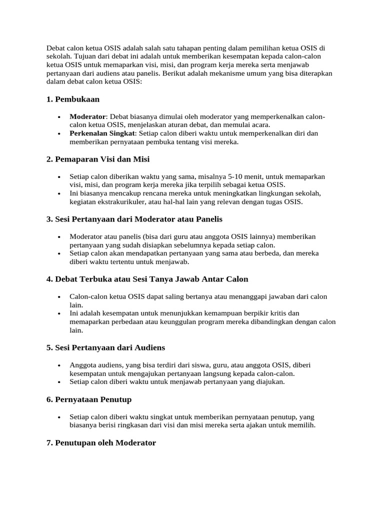 Mekanisme Debat OSIS | PDF