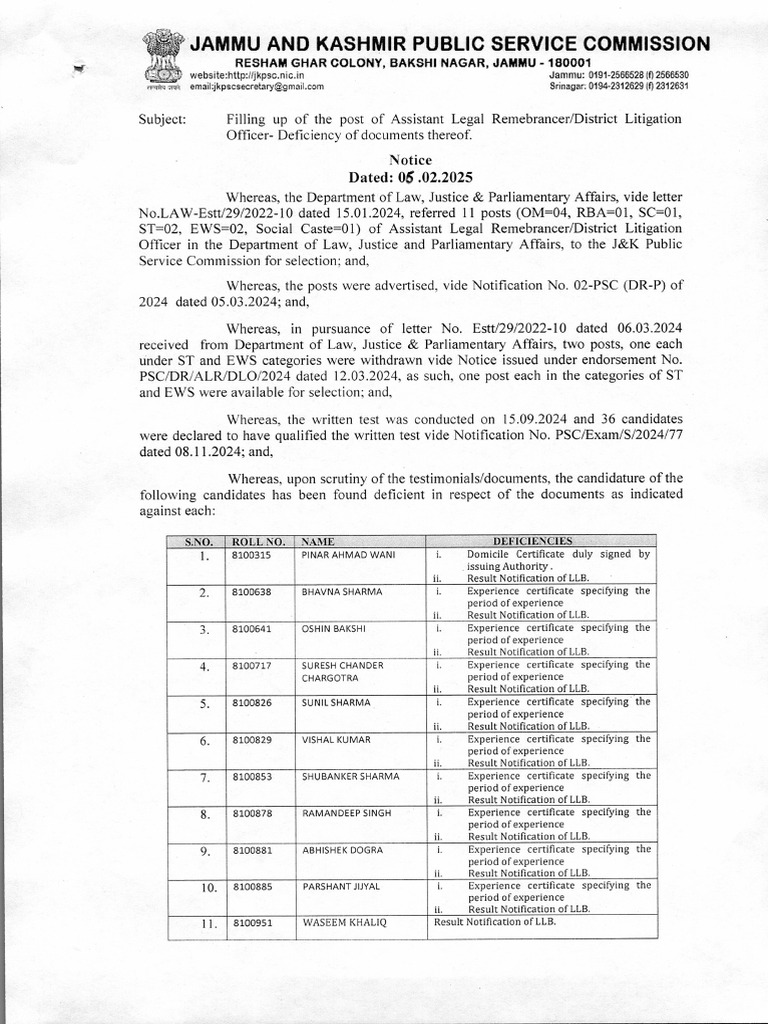 Filling Up of the Posts of Assistant Legal Remembrancer_District ...