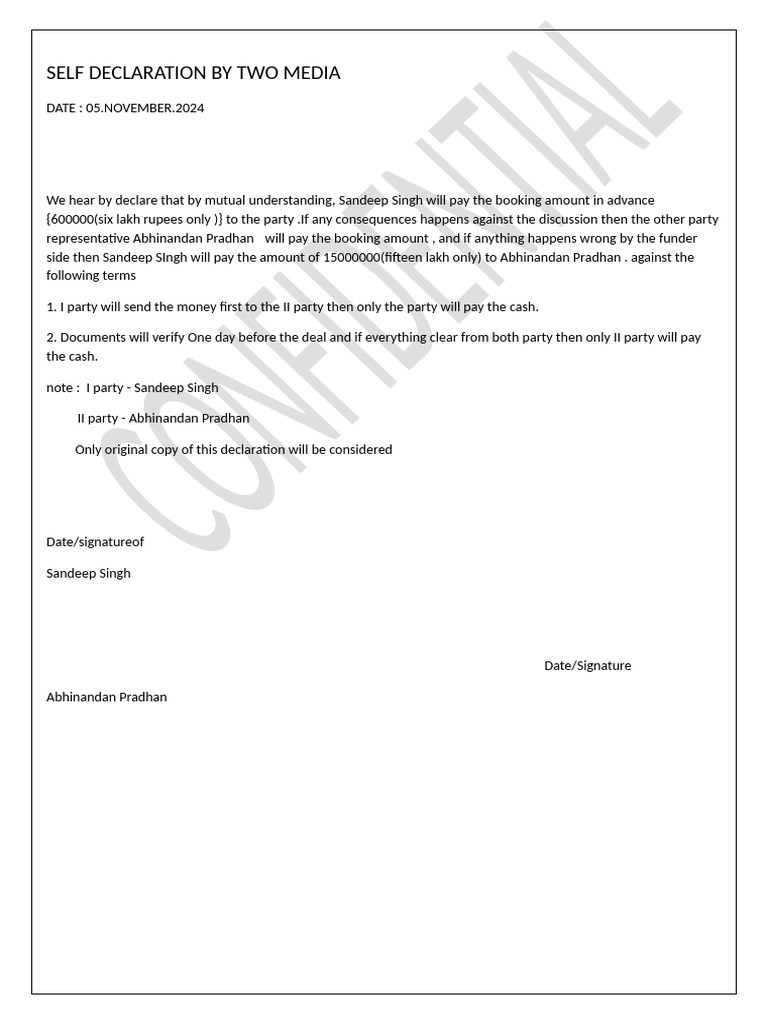 SELF Declaration(1) | PDF