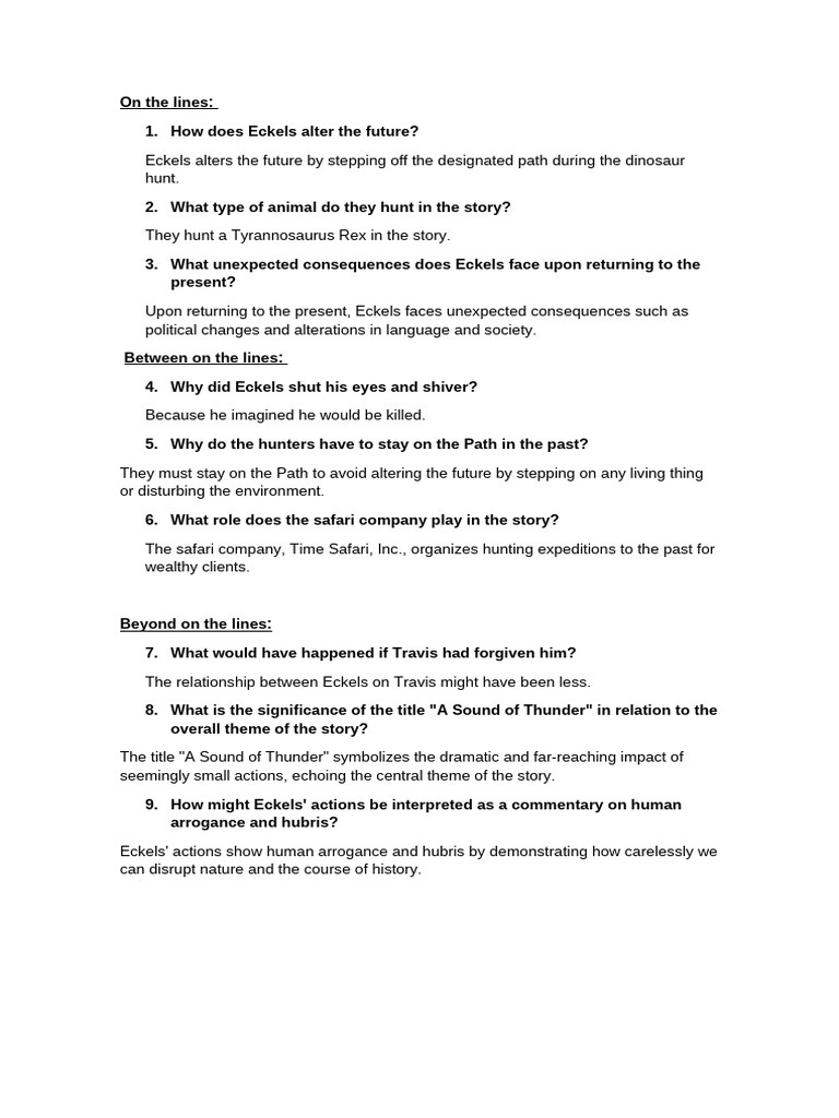 Impact of Eckels' Actions in Time Safari | PDF