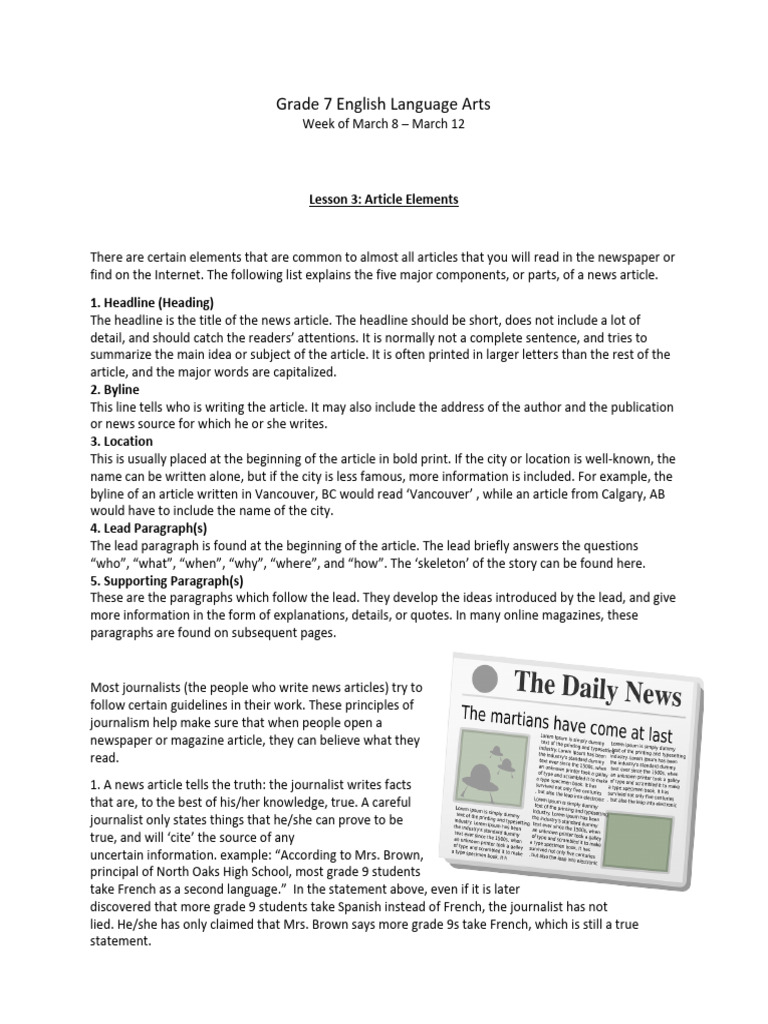 Key Elements of News Articles | PDF | News | Newspapers