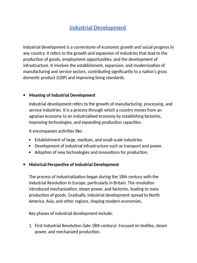 Industrial Development Econ3601 | PDF | Economic Growth | Infrastructure