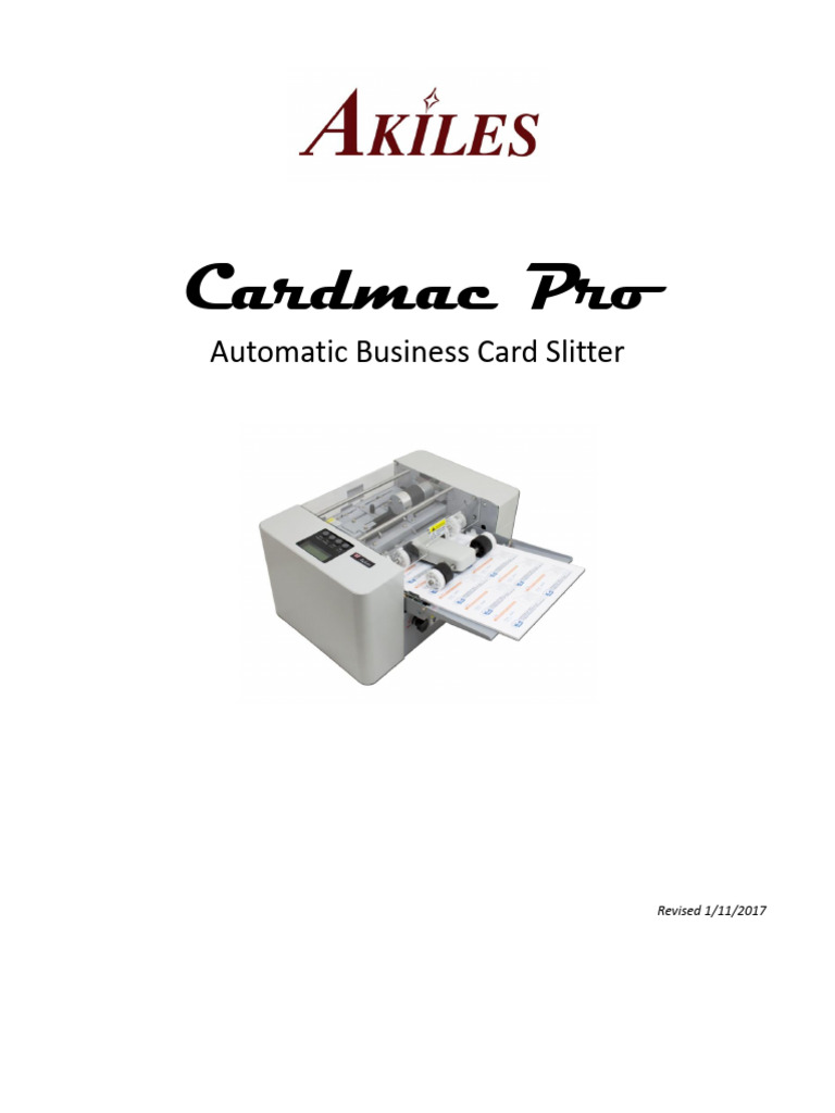 Cardmac Pro Operation Manual | PDF | Paper | Electrical Connector