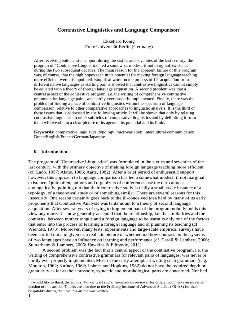 Contrast Ive Analysis and Language Comparison | PDF | Linguistics ...