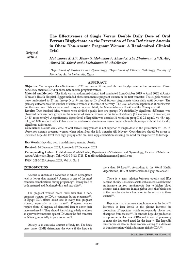 The Effectiveness of Single Versus Double Daily Dose of Oral | PDF ...