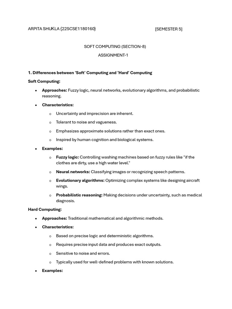 Softcomputing Assignment 1 | PDF | Artificial Intelligence | Intelligence (AI) & Semantics