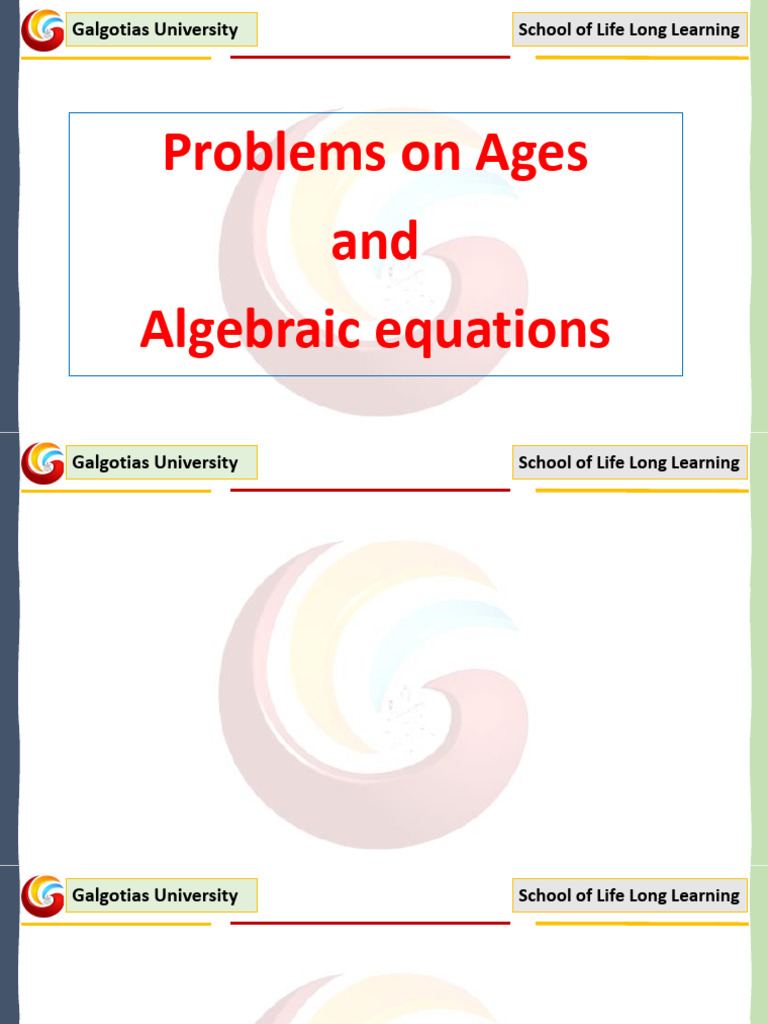 Algebraic Age Problems and Solutions | PDF | Mathematical Objects ...