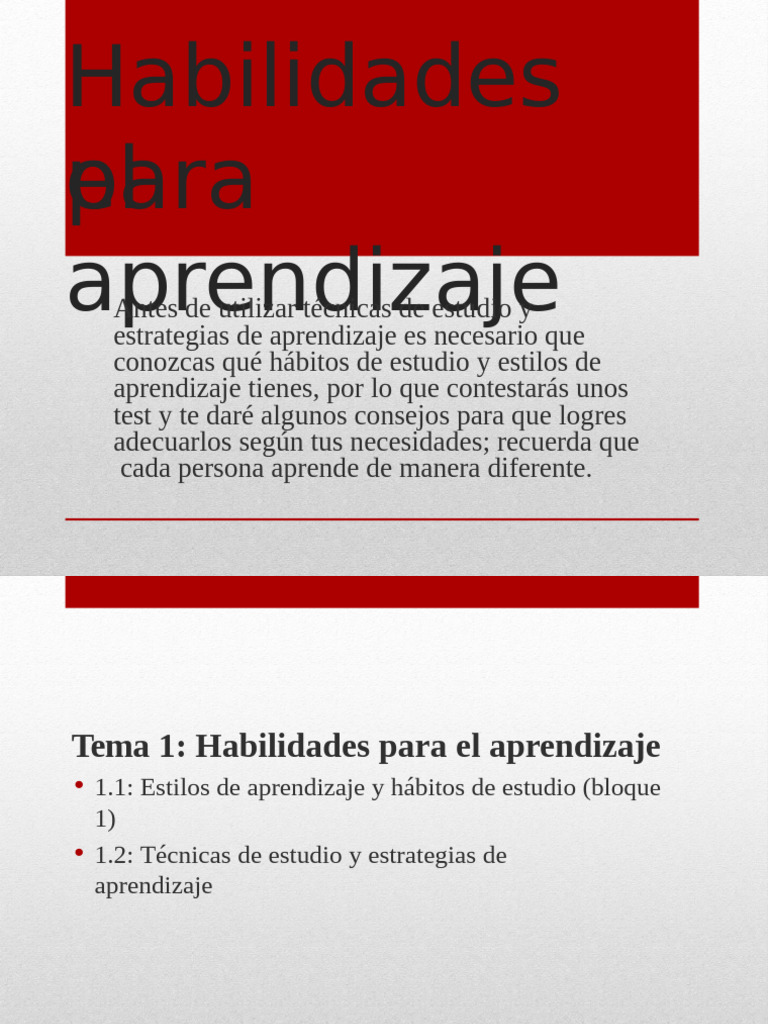 HÃ¡bitos de estudio y estilos de aprendizaje | PDF | Aprendizaje | Habilidades de estudio