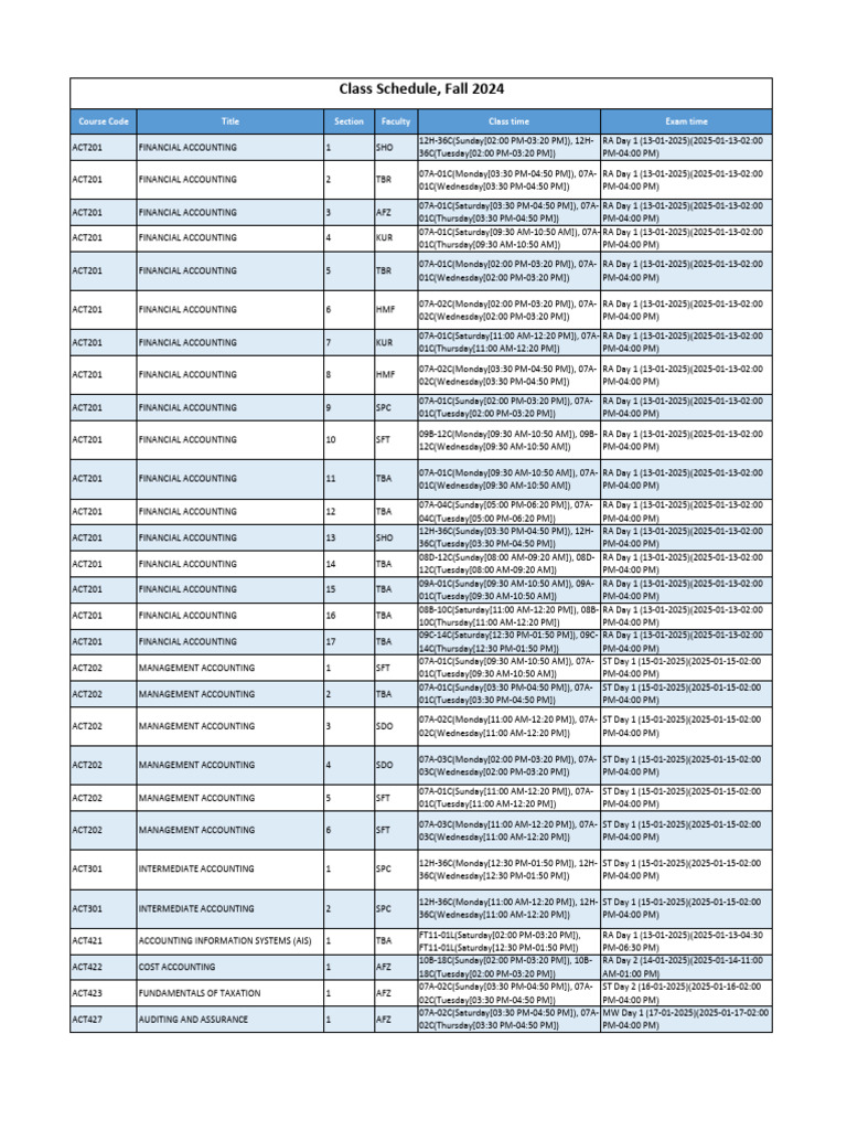 Class Schedule, Fall 24 - v2 | PDF | Computer Aided Design | Accounting
