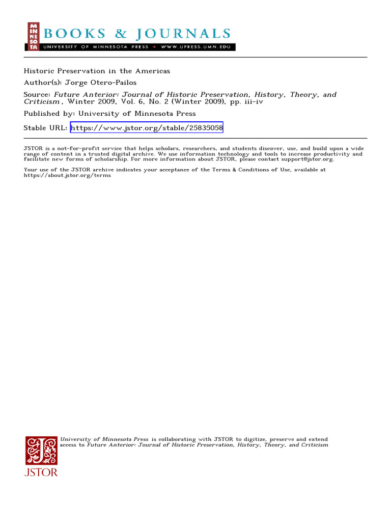 Historic Preservation in the Americas | PDF | Liberal Arts Education