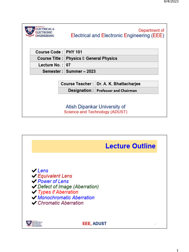 PHY 1113 Summer 2023 Lec Note 07 | PDF | Atomic | Applied And Interdisciplinary Physics