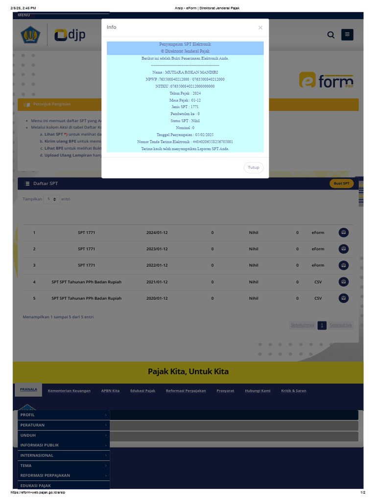 Arsip - Eform - Direktorat Jenderal Pajak | PDF