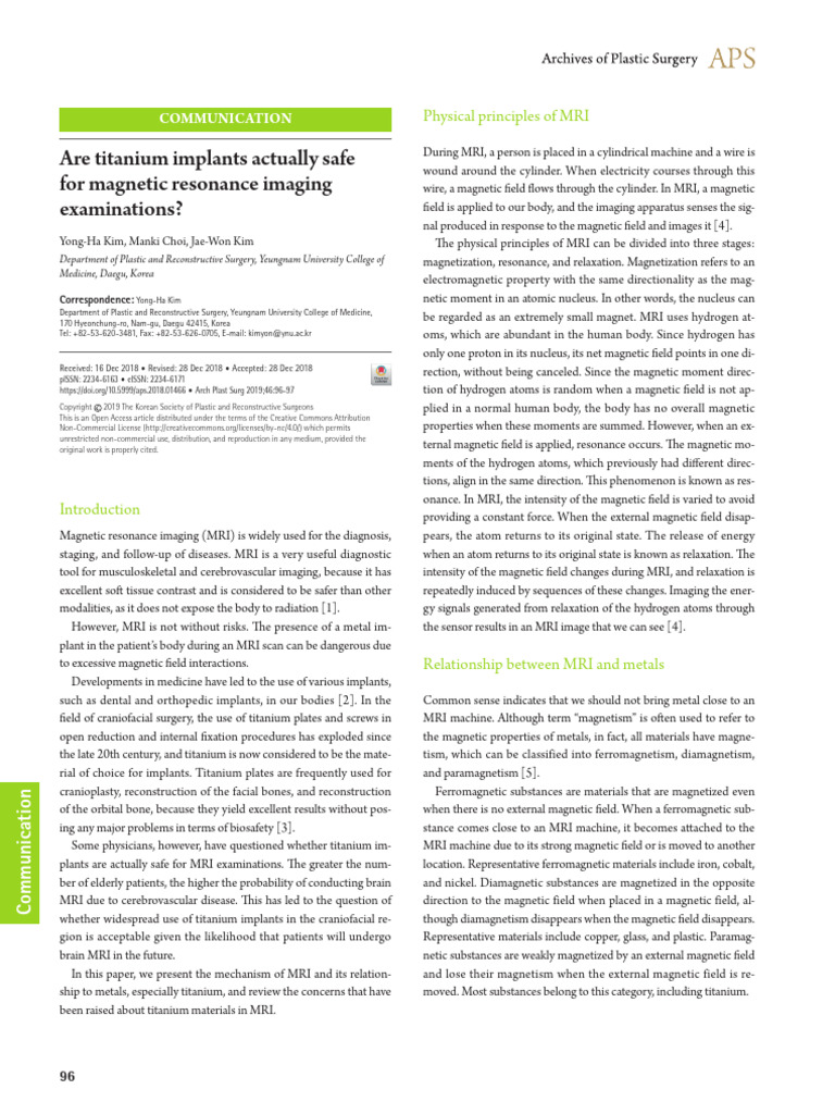 Are Titanium Implants Actually Safe For Magnetic Resonance Imaging ...