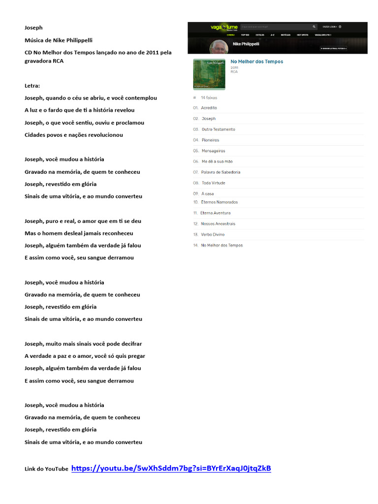 Letra da Música "Joseph" | PDF