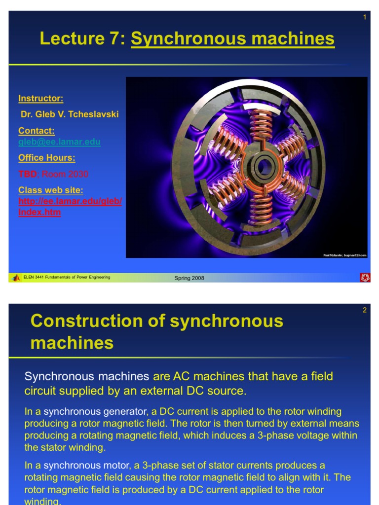 Lecture 07 - Synchronous Machines | PDF | Power Engineering ...