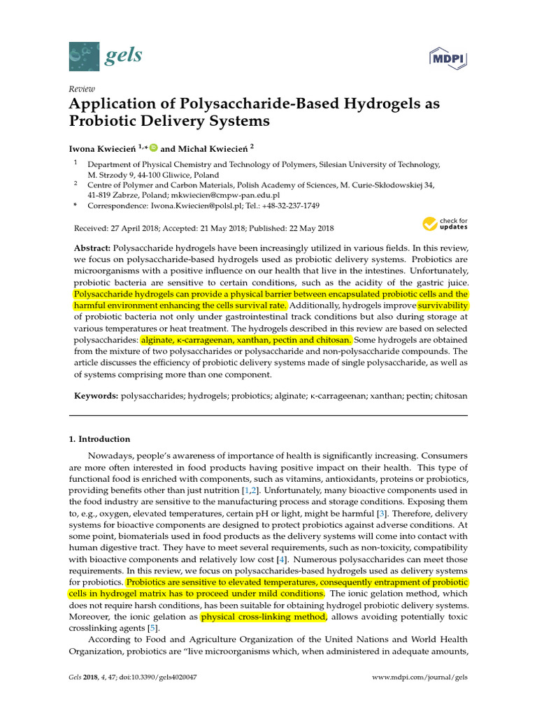 +7.Application of Polysaccharide-Based Hydrogels as Probiotic Delivery ...