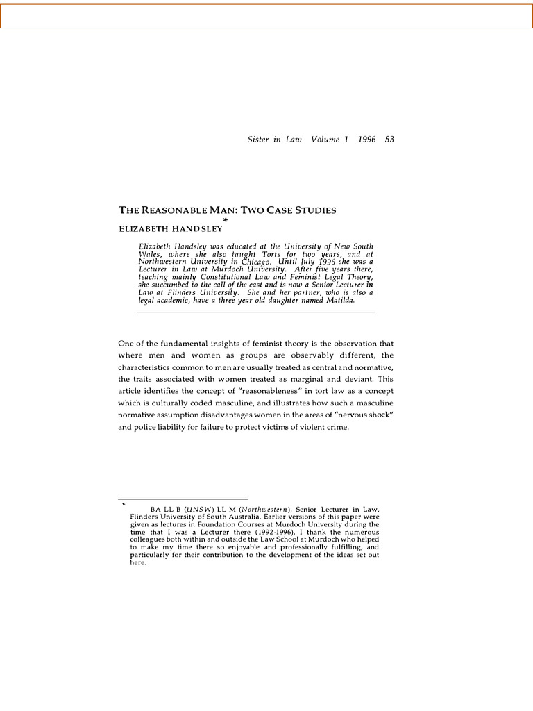 Reasonable Man Standard in Tort Law | PDF | Negligence | Reasonable Person