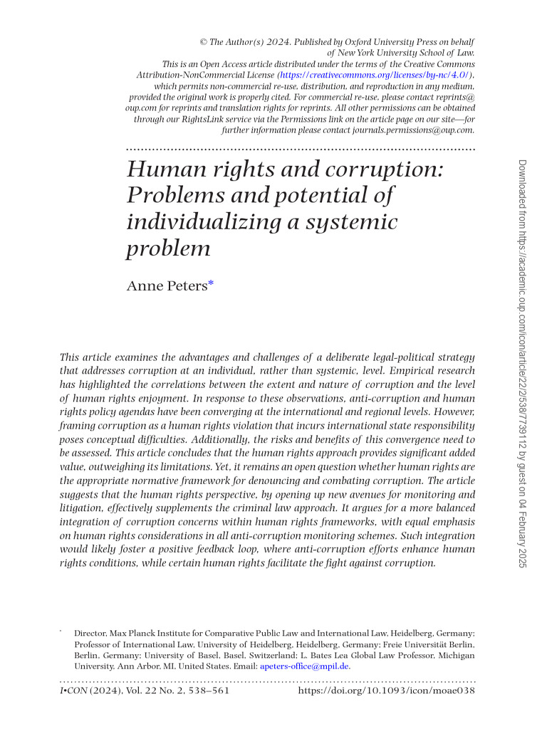 Human Rights and Corruption Problems and Potential of A Human Rights ...