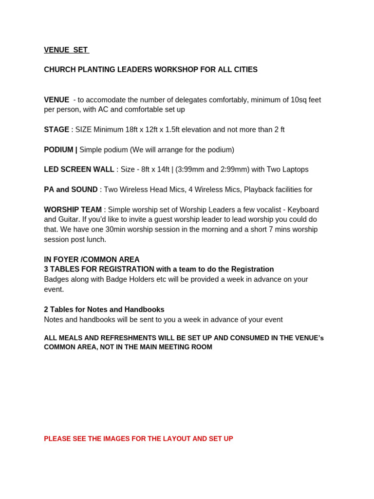 Church Planting Workshop Venue Setup | PDF