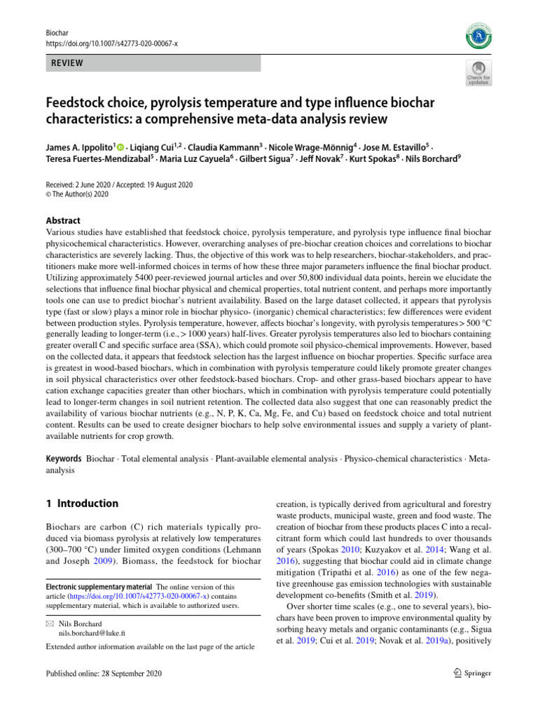 Feedstock Choice, Pyrolysis Temperature and Type Infuence Biochar | PDF ...