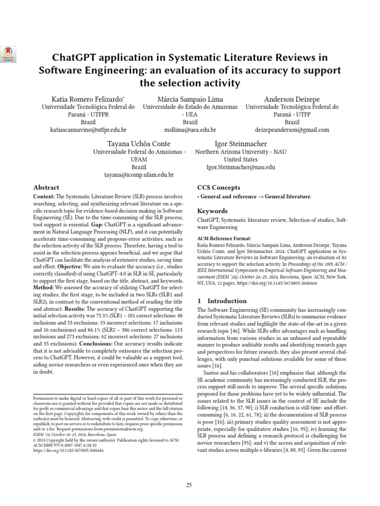 (Artigo) Impacto Do Uso de ChatGPT Na Revisão Sistemática de Literatura em Engenharia de ...