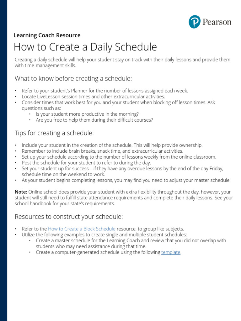 How to Create a Daily Schedule | PDF