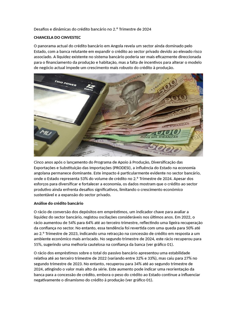 Desafios do Crédito Bancário em Angola | PDF | Crédito | Finanças e ...