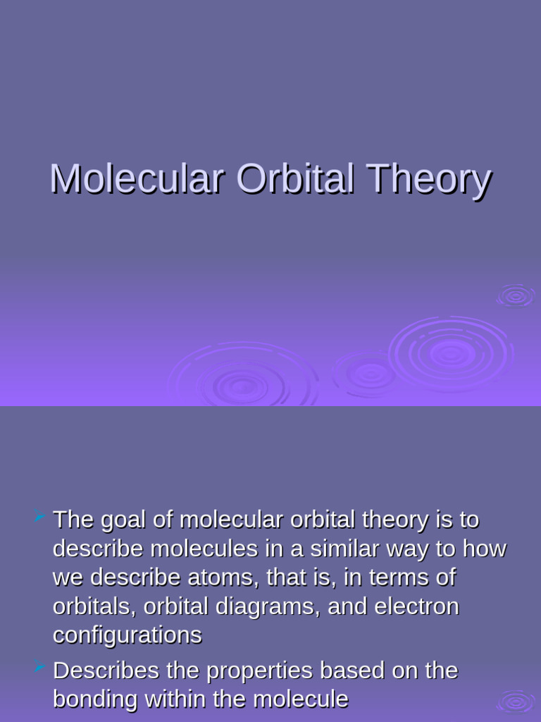 Molecular Orbital Theory JC | PDF | Molecular Orbital | Chemical Bond