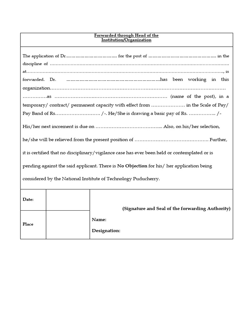 NOC Form | PDF