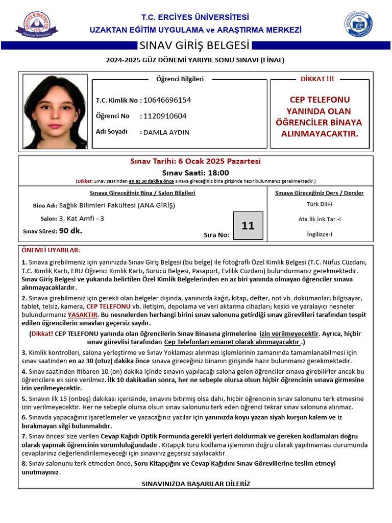 1 Sinav Giris Belgesi 5012025 205719 | PDF
