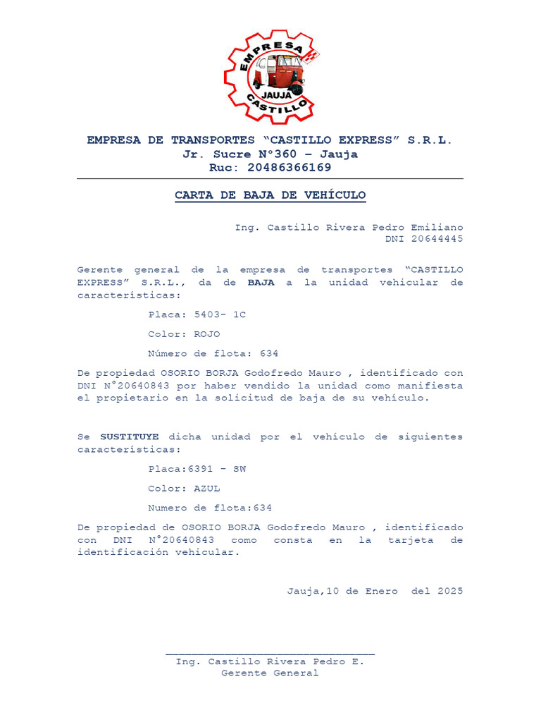 Carta de Baja de 634 | PDF