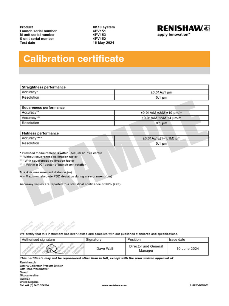 Certificate of Conformity XK10 Alignment Laser | PDF