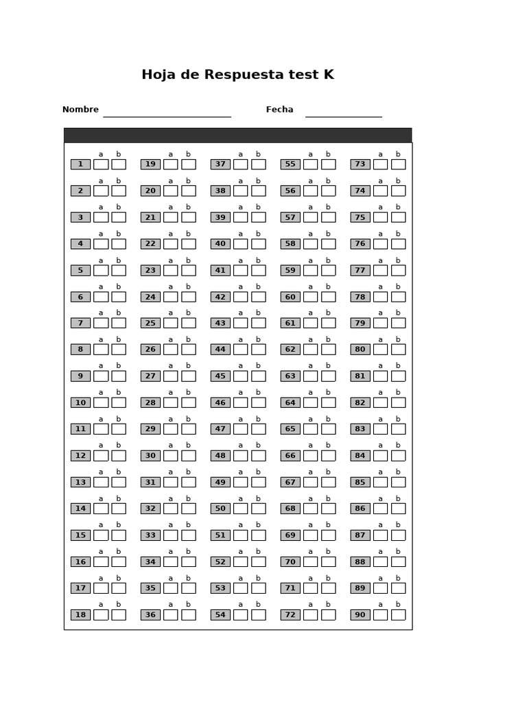 Hoja de Respuesta Kostick | PDF