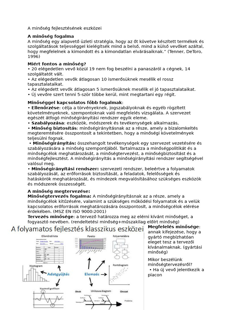 A Minőség Fejlesztésének Eszközei 3. Anyag | PDF
