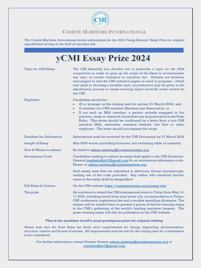 CMI Essay Prize Flier 2024 | PDF | Justice | Crime & Violence