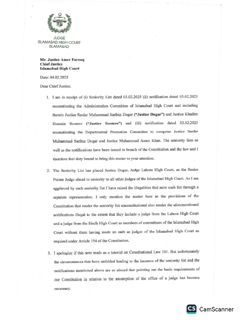 Letter To CJ-1 | PDF