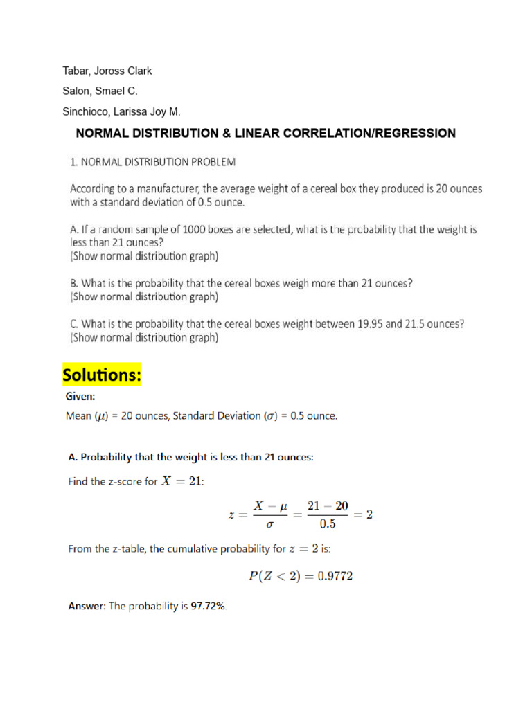 Annotated SalonSinchiocoTabar Math Normal Distribution and Linear Correlation | PDF